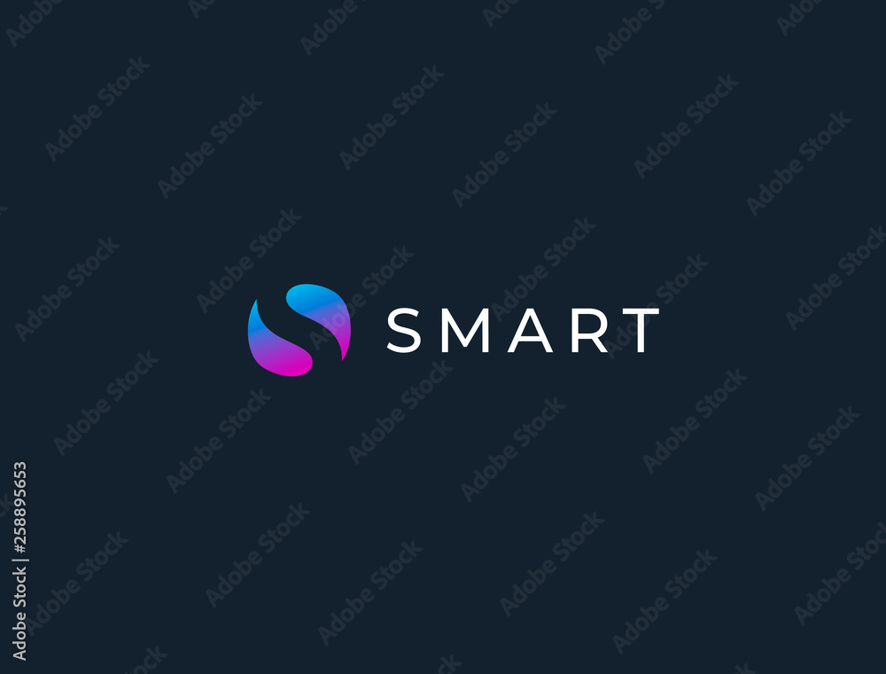 Abstract smart letter S logotype. Modern negative space logo. Universal ...