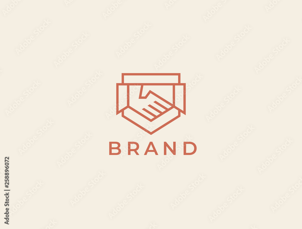 Abstract handshake business logo, vector logo. Two hands make a deal on ...
