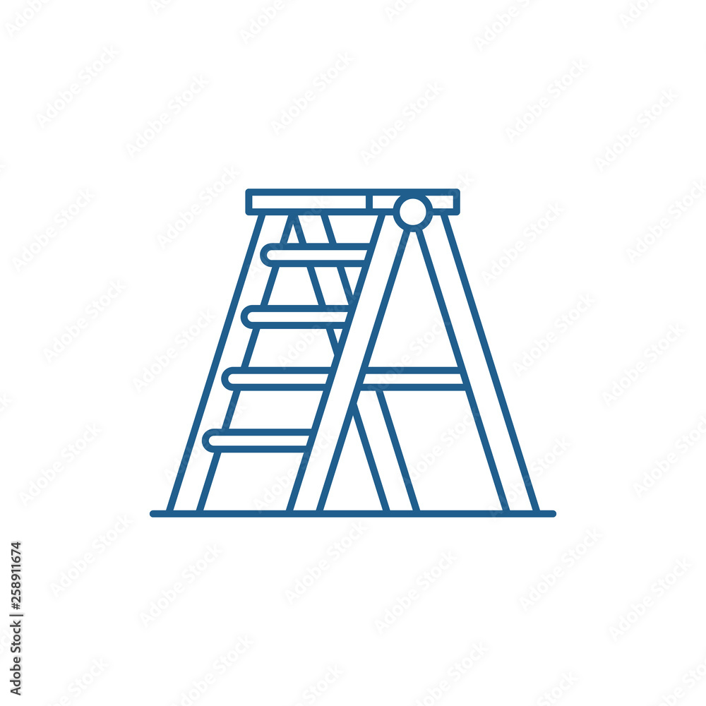 Folding ladder line concept icon. Folding ladder flat vector website ...