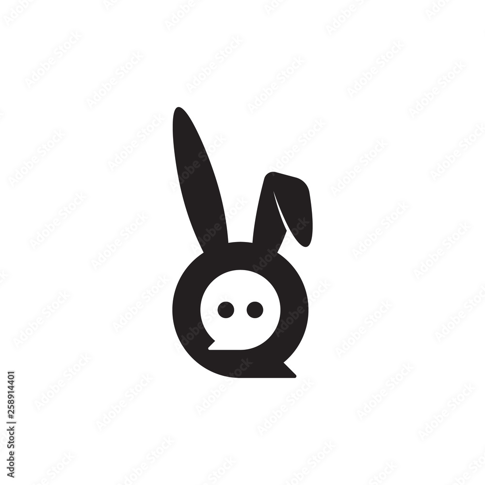 rabbit chat logo design template Stock Vector | Adobe Stock