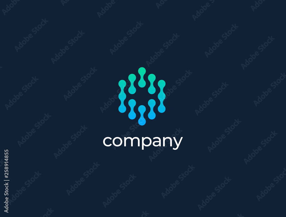 Abstract tech logo. Letter O logotype. Simple digital connection ...