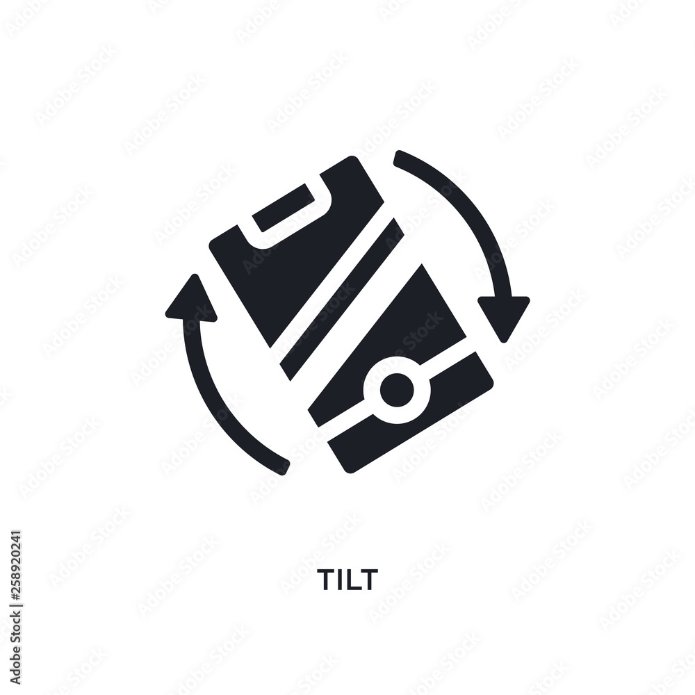 black tilt isolated vector icon. simple element illustration from ...