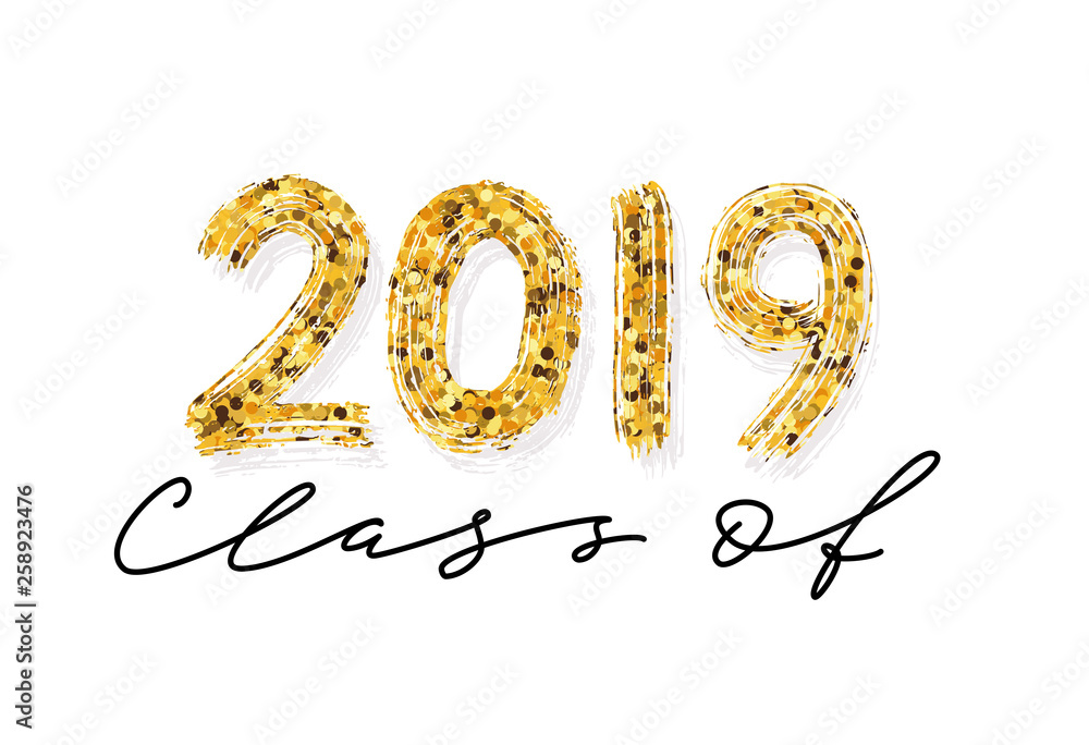 Class of 2019. Hand drawn brush lettering Graduation logo. Template for ...