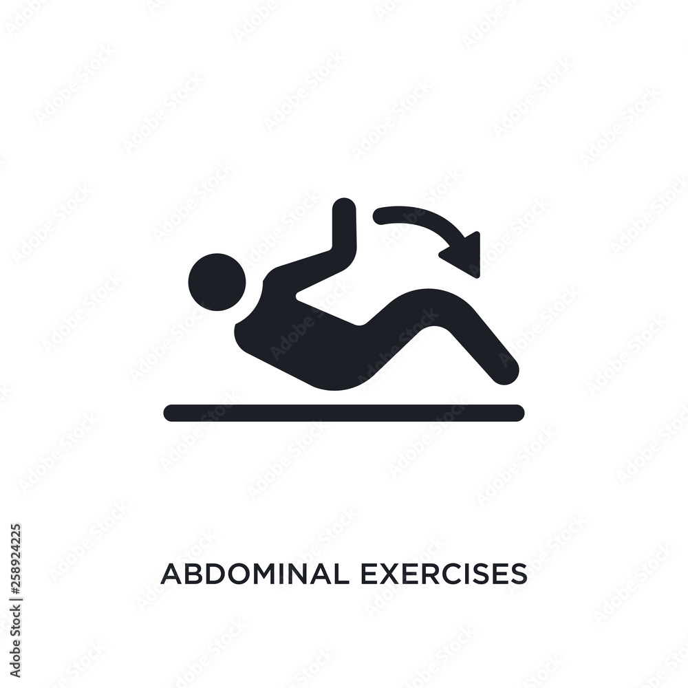 black abdominal exercises isolated vector icon. simple element ...