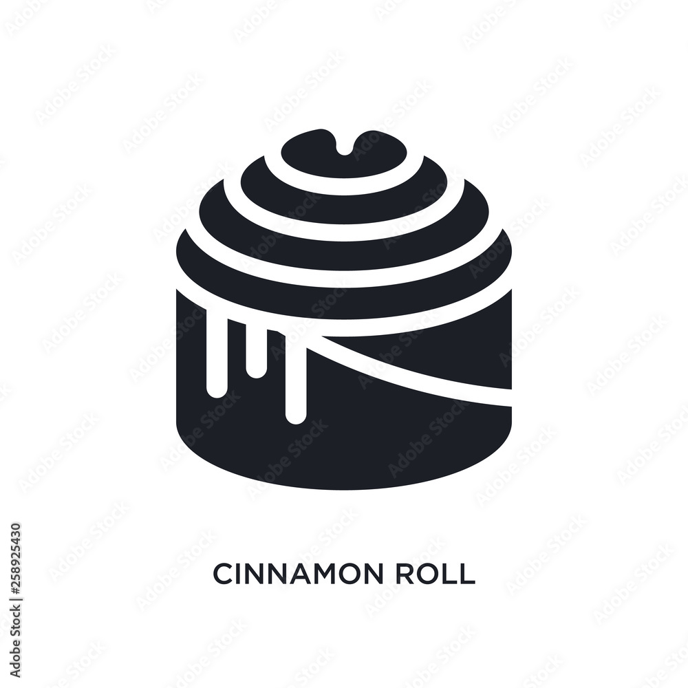 black cinnamon roll isolated vector icon. simple element illustration ...