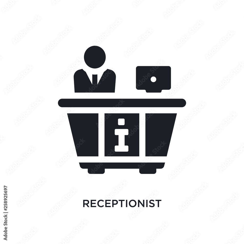 black receptionist isolated vector icon. simple element illustration ...