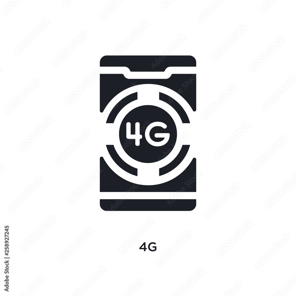 black 4g isolated vector icon. simple element illustration from mobile ...