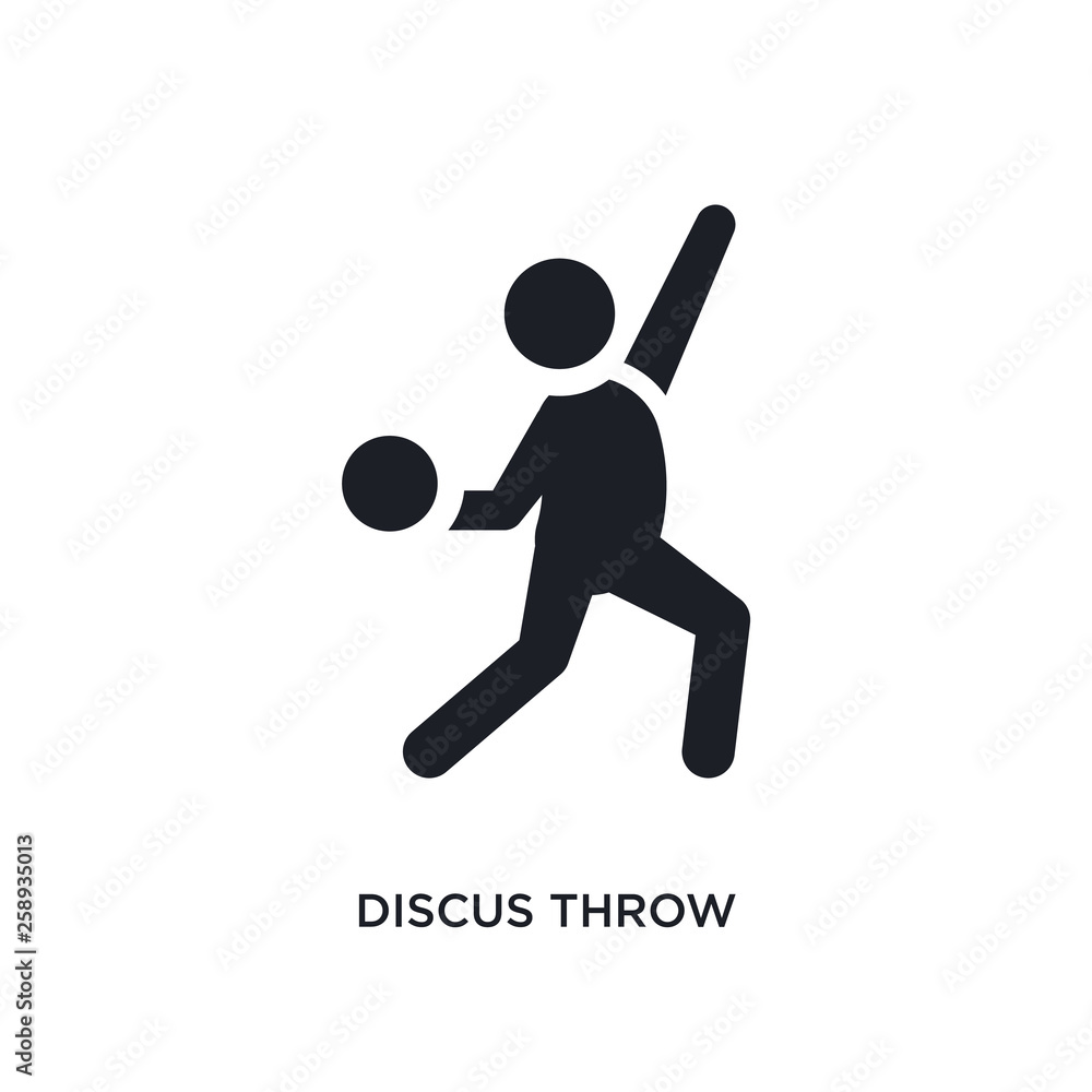 black discus throw isolated vector icon. simple element illustration ...