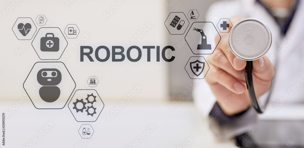 Medical robot rpa automation modern technology in medicine concept ...