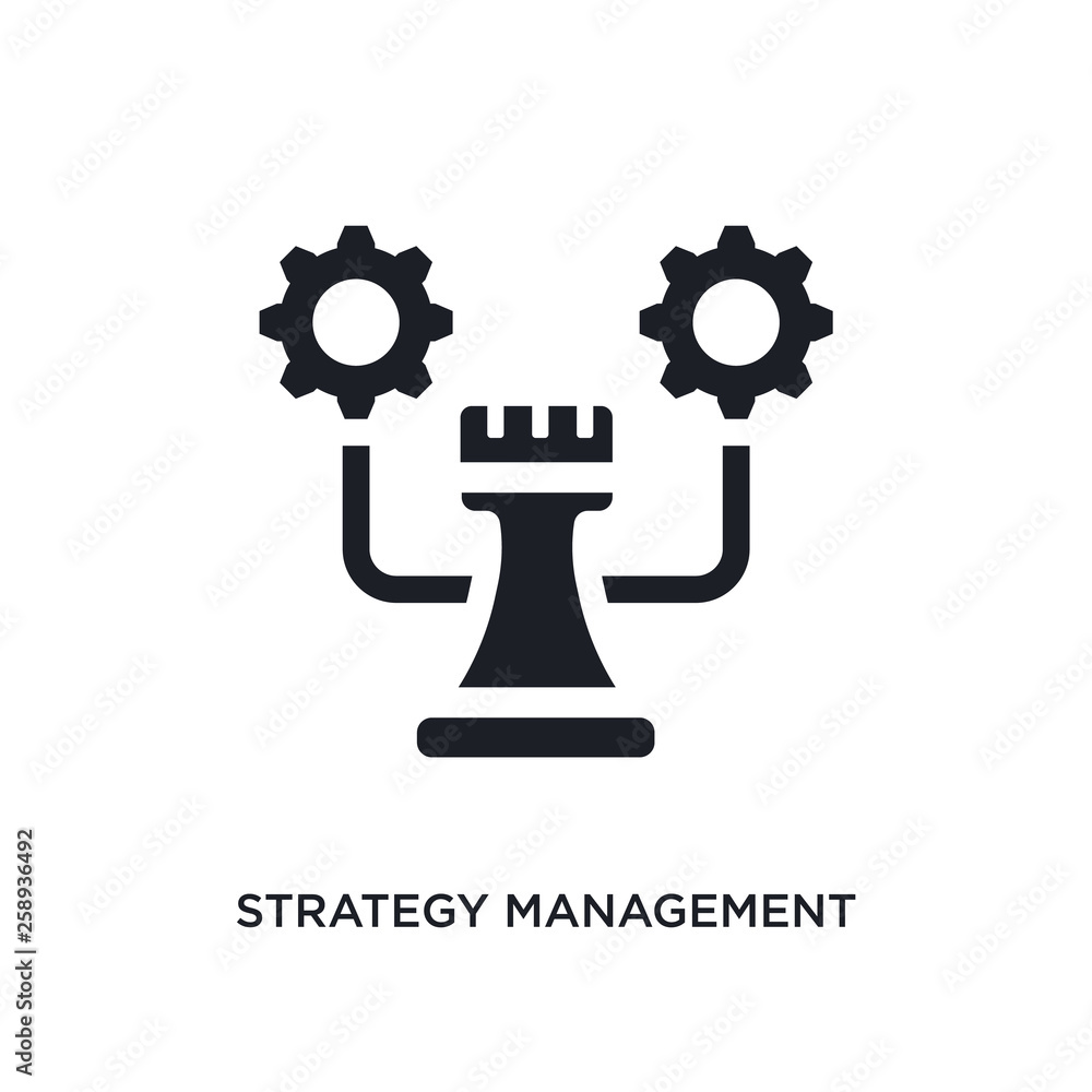 black strategy management isolated vector icon. simple element ...