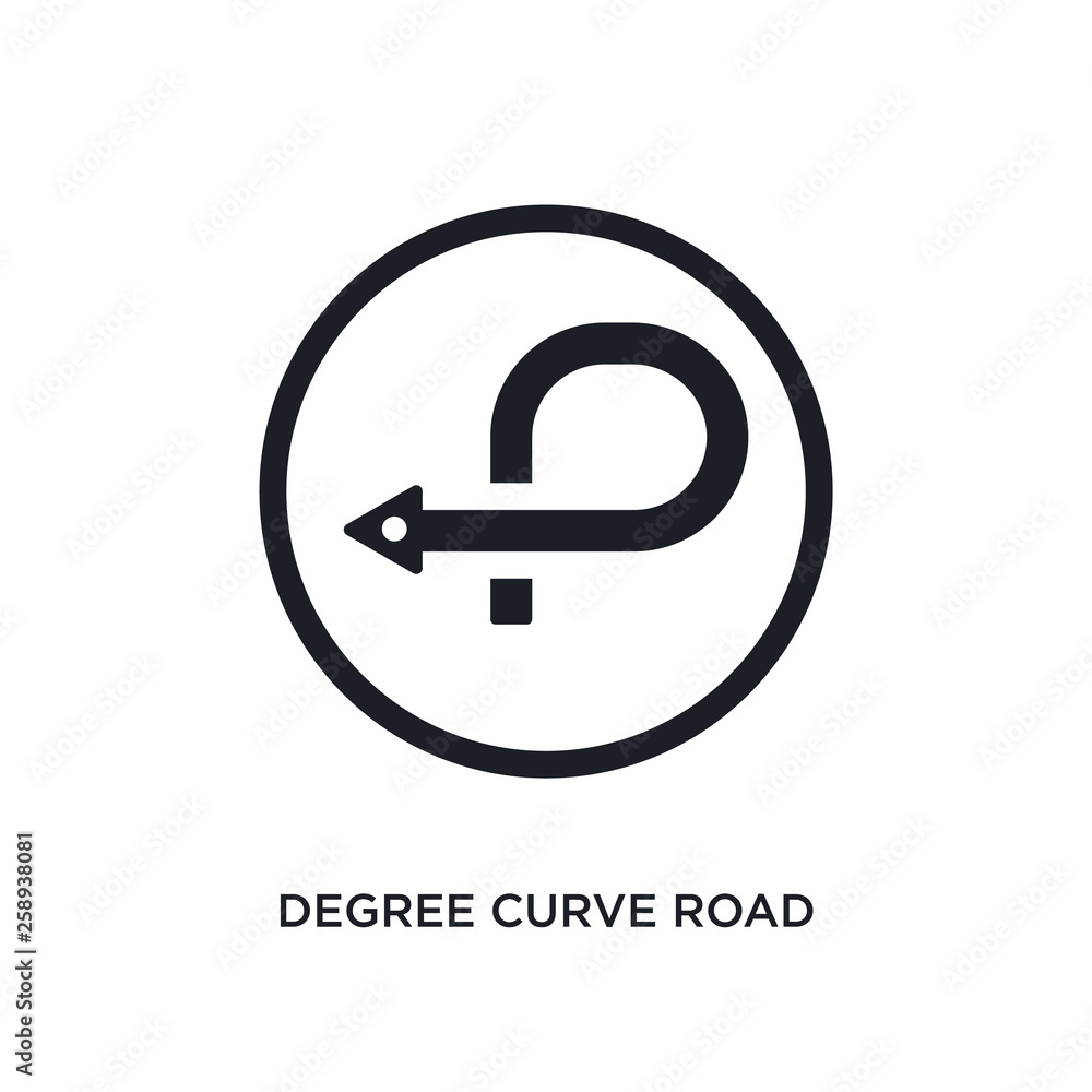 black degree curve road isolated vector icon. simple element ...