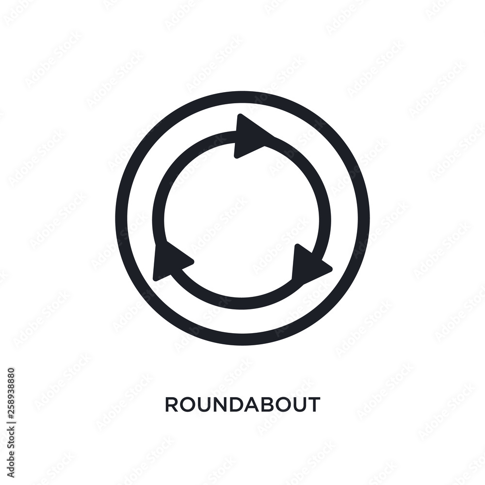 black roundabout isolated vector icon. simple element illustration from ...