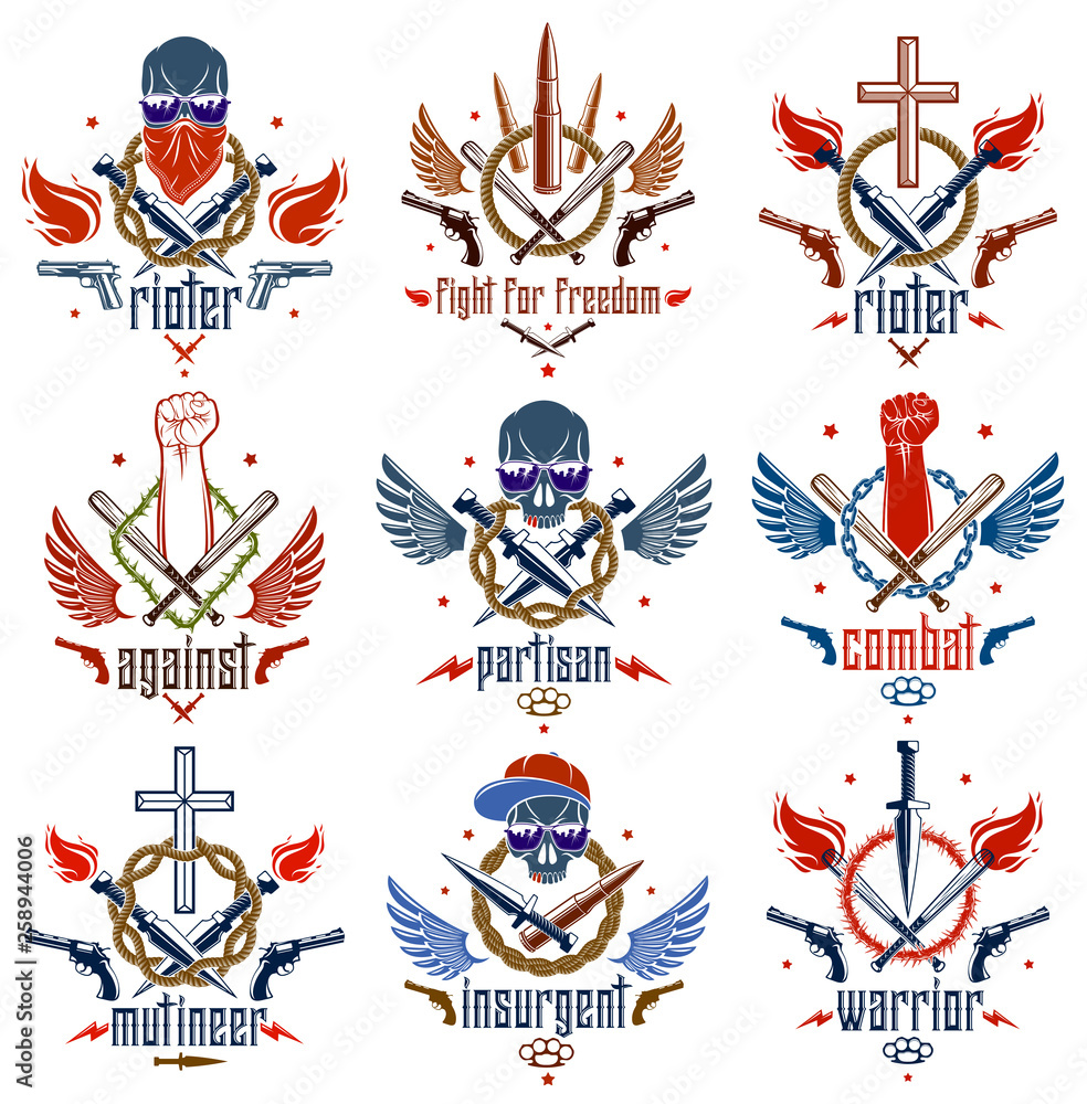 Revolution and Riot aggressive emblem or logo with strong clenched fist ...