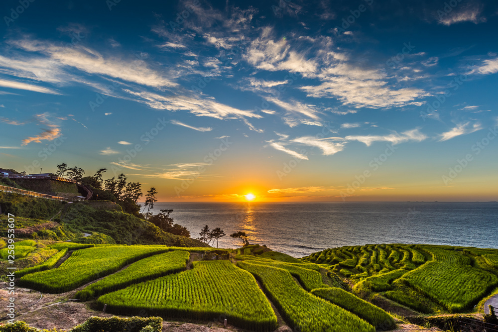 Beautiful Sunset View of Senmaida Rice paddy terrace Wajima Ishikawa ...