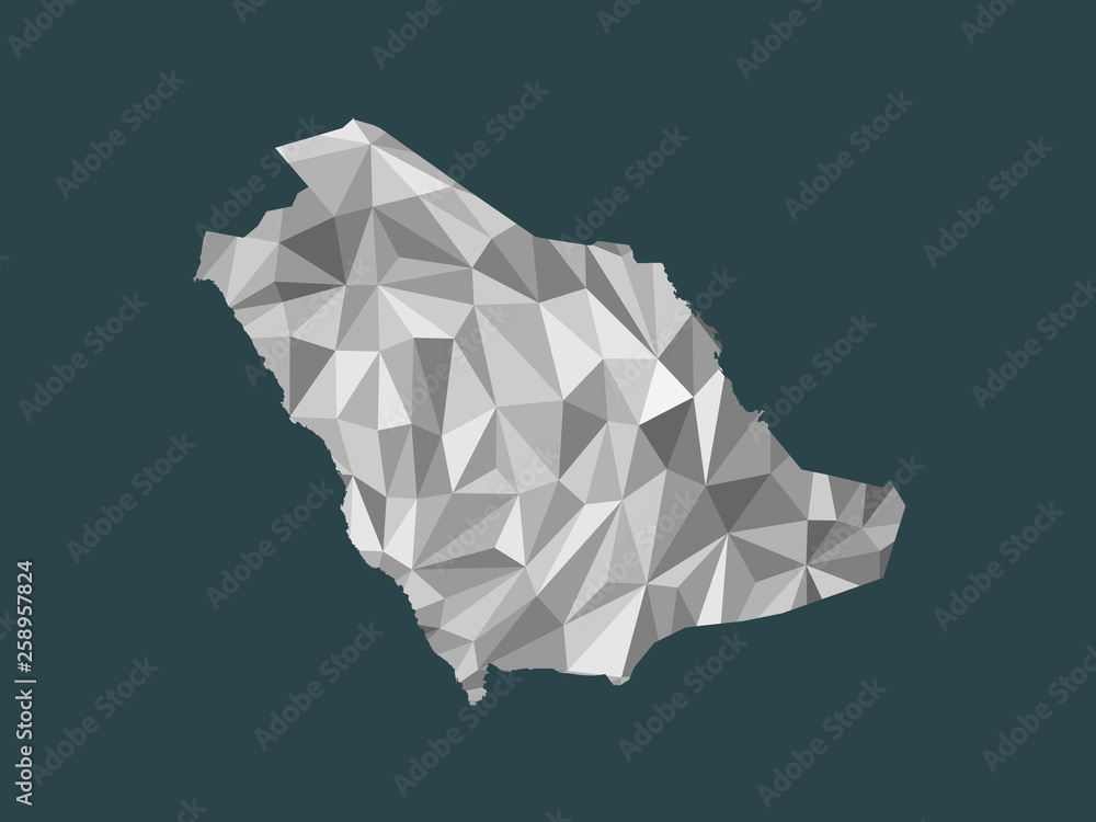 White color Saudi Arabia low poly vector map with geometric shapes or ...