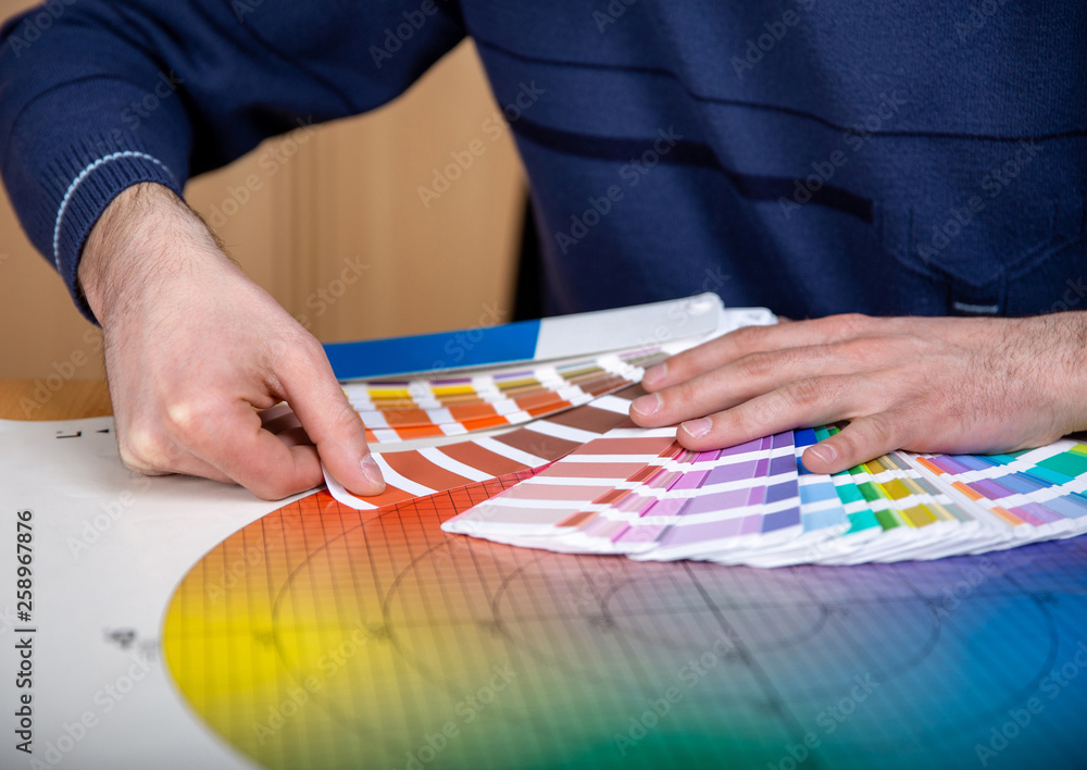 Press color management - print production. The designer used color ...