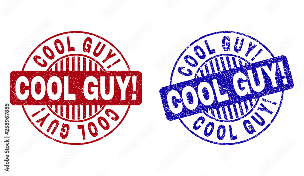Grunge COOL GUY! round stamp seals isolated on a white background ...