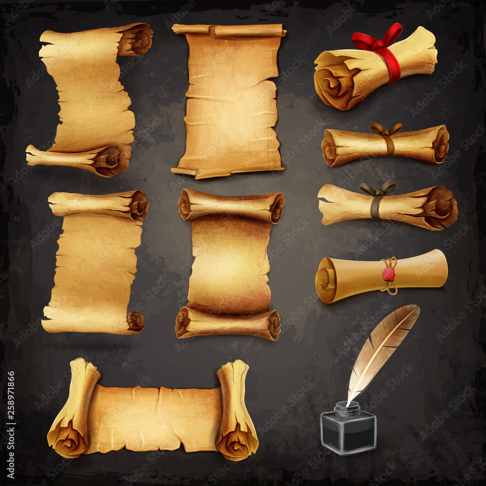 set of vintage scrolls Stock Vector | Adobe Stock