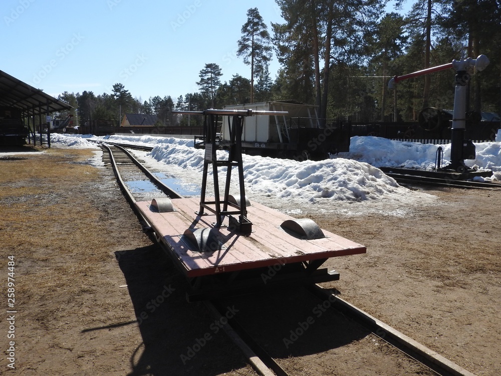 Old railway handcar on narrow-gauge railway rails. Stock Photo | Adobe ...