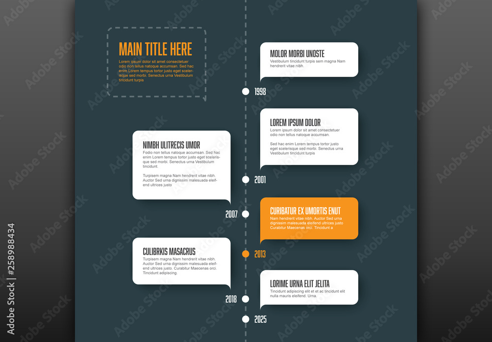 Timeline Infographic with Dates and Bubbles Stock Template | Adobe Stock