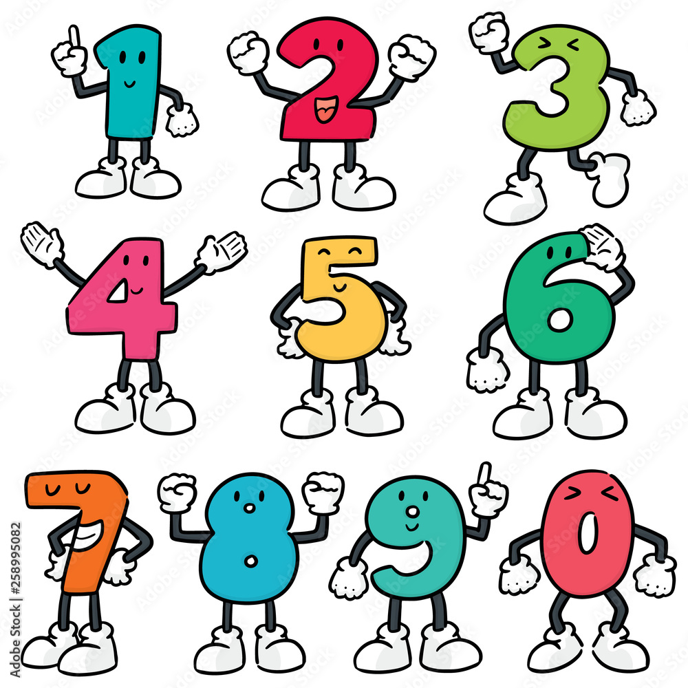 vector set of number cartoon Stock Vector | Adobe Stock