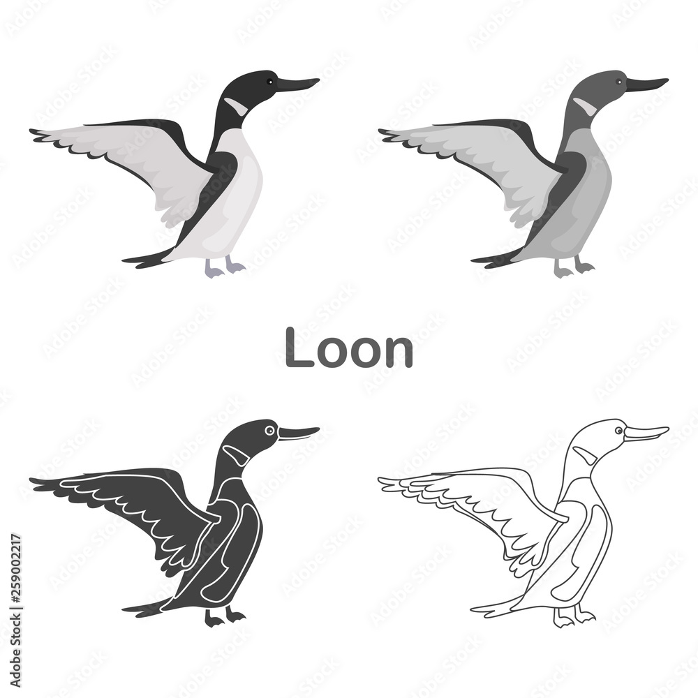 Loon color flat, line, simple, black and white concept icons set Stock ...