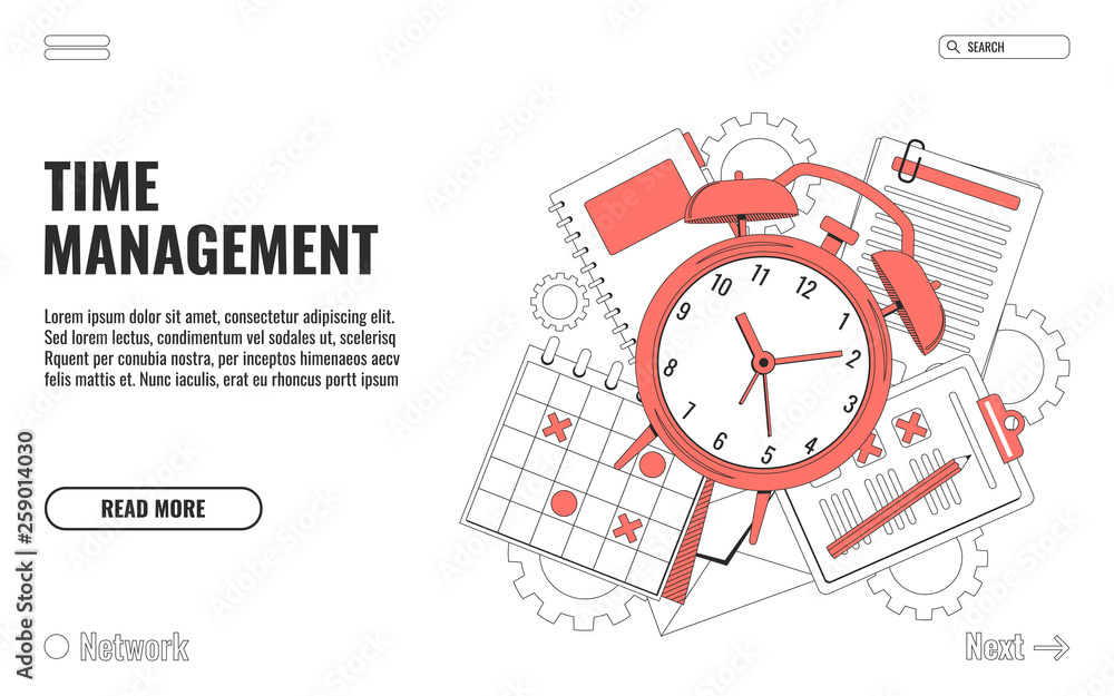 Time management concept illustration, organization, working time ...