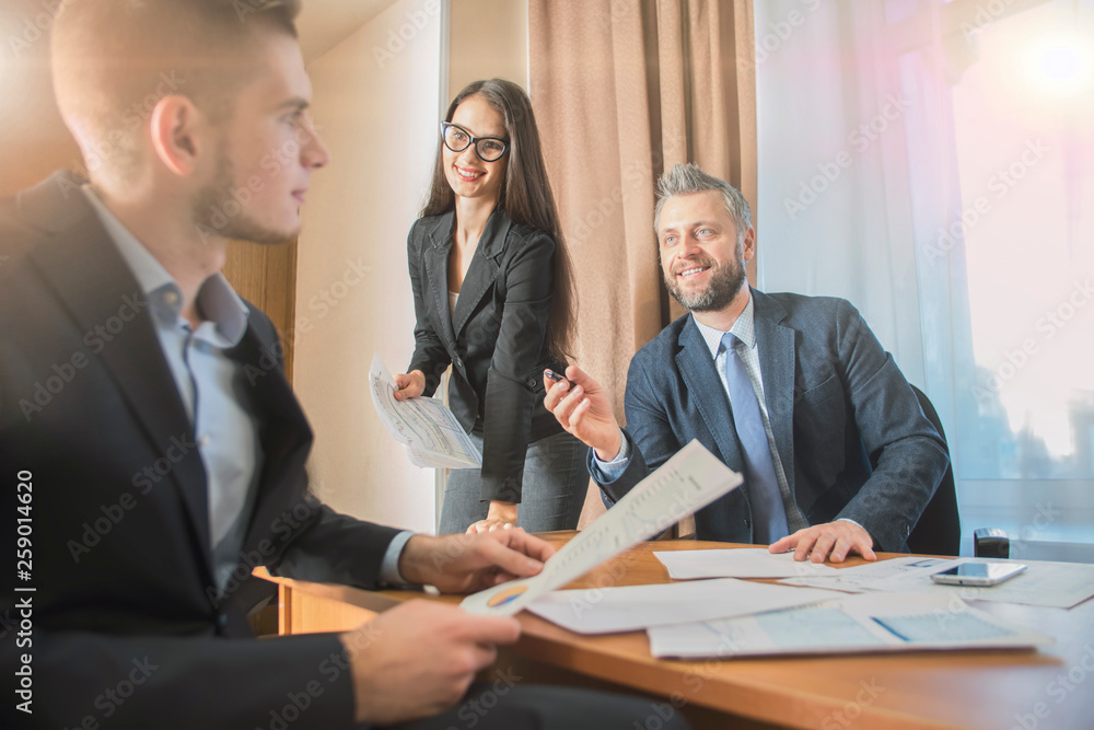 Office teamwork situation. Group of people and daily general tasks in ...