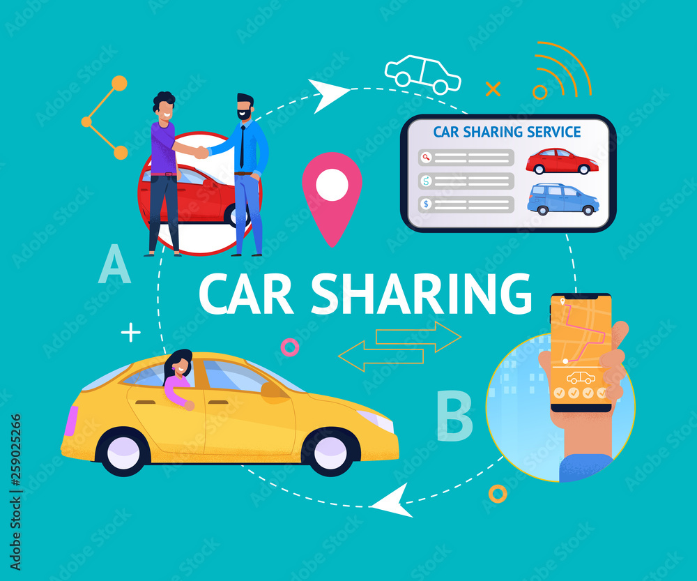 Car Sharing Service Cycle. Vector Infographics. Stock Vector | Adobe Stock