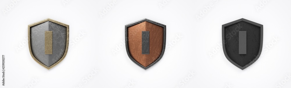 Heraldic shield metal pack, complete alphabet. Letter I. Stock ...