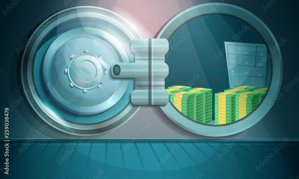cartoon bank vault with money, vector illustration Stock Vector | Adobe ...
