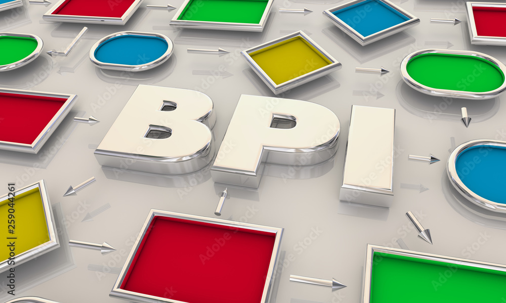 BPI Business Process Improvement Process Map Words 3d Illustration ...