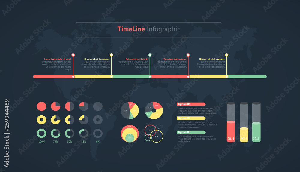 Timeline vector infographic. World map Stock Vector | Adobe Stock