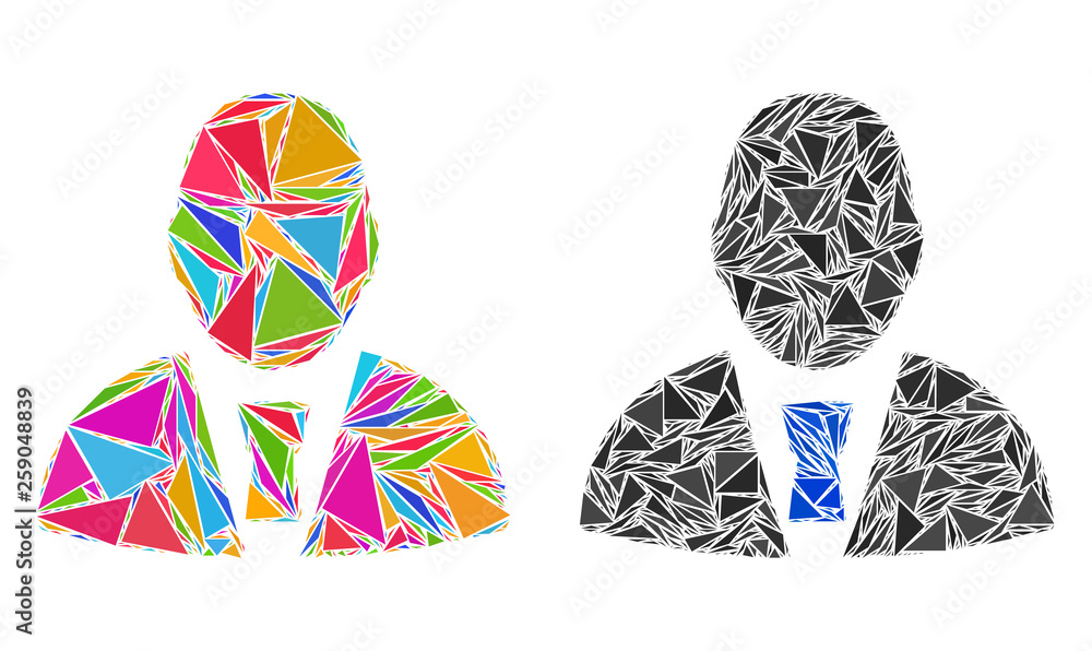 Triangle collage Manager profile icons united from triangle elements in ...