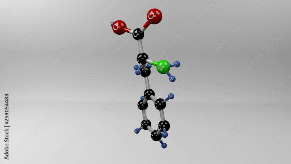 Phenylalanine molecule. Molecular structure of L-phenylalanine ...