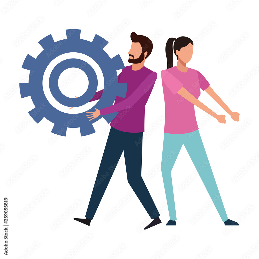 Coworkers teamwork cartoon Stock Vector | Adobe Stock
