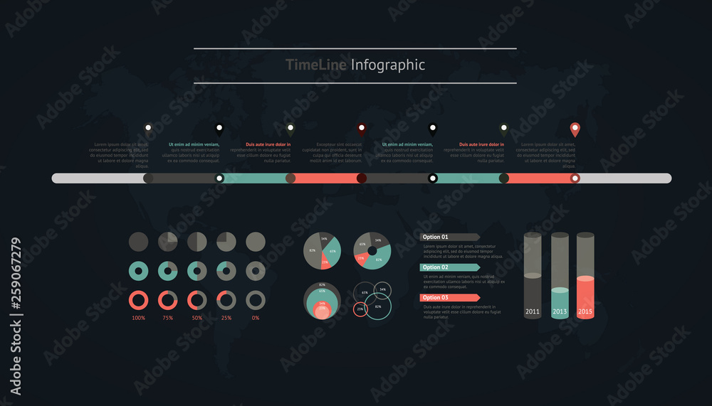 Timeline vector infographic. World map Stock Vector | Adobe Stock