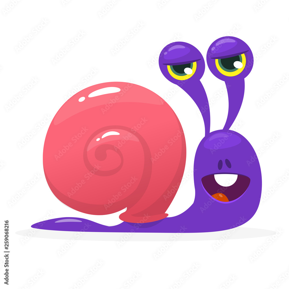 Cute cartoon snails smiling and talking, funny snail character vector ...