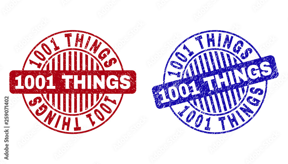 Grunge 1001 THINGS round stamp seals isolated on a white background ...
