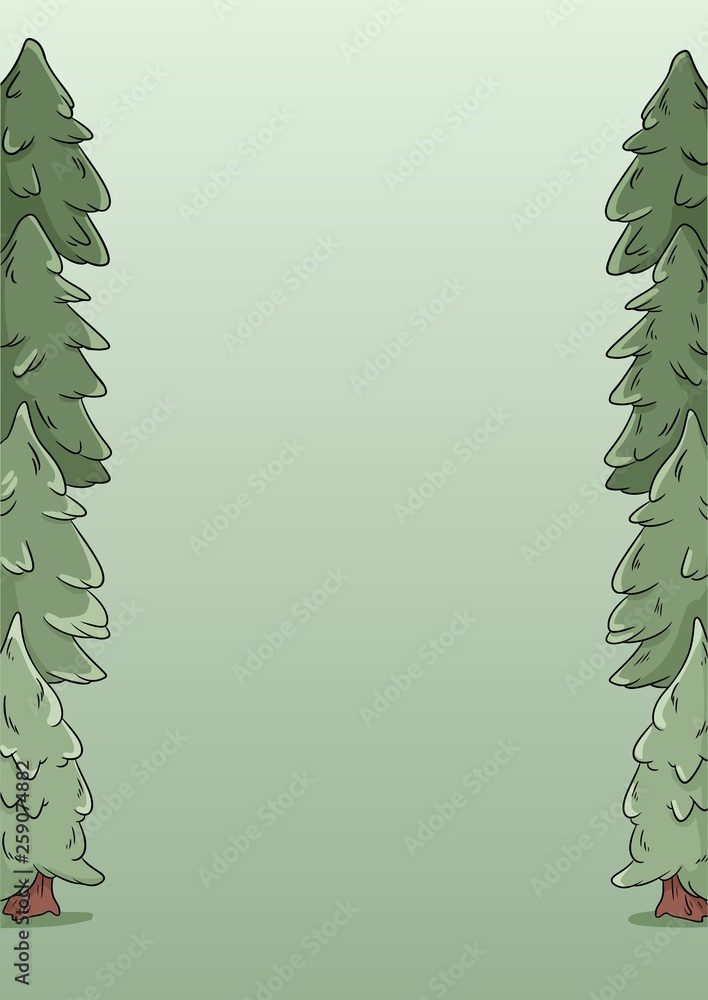 A4 letter template design with green forest fir trees background Stock ...