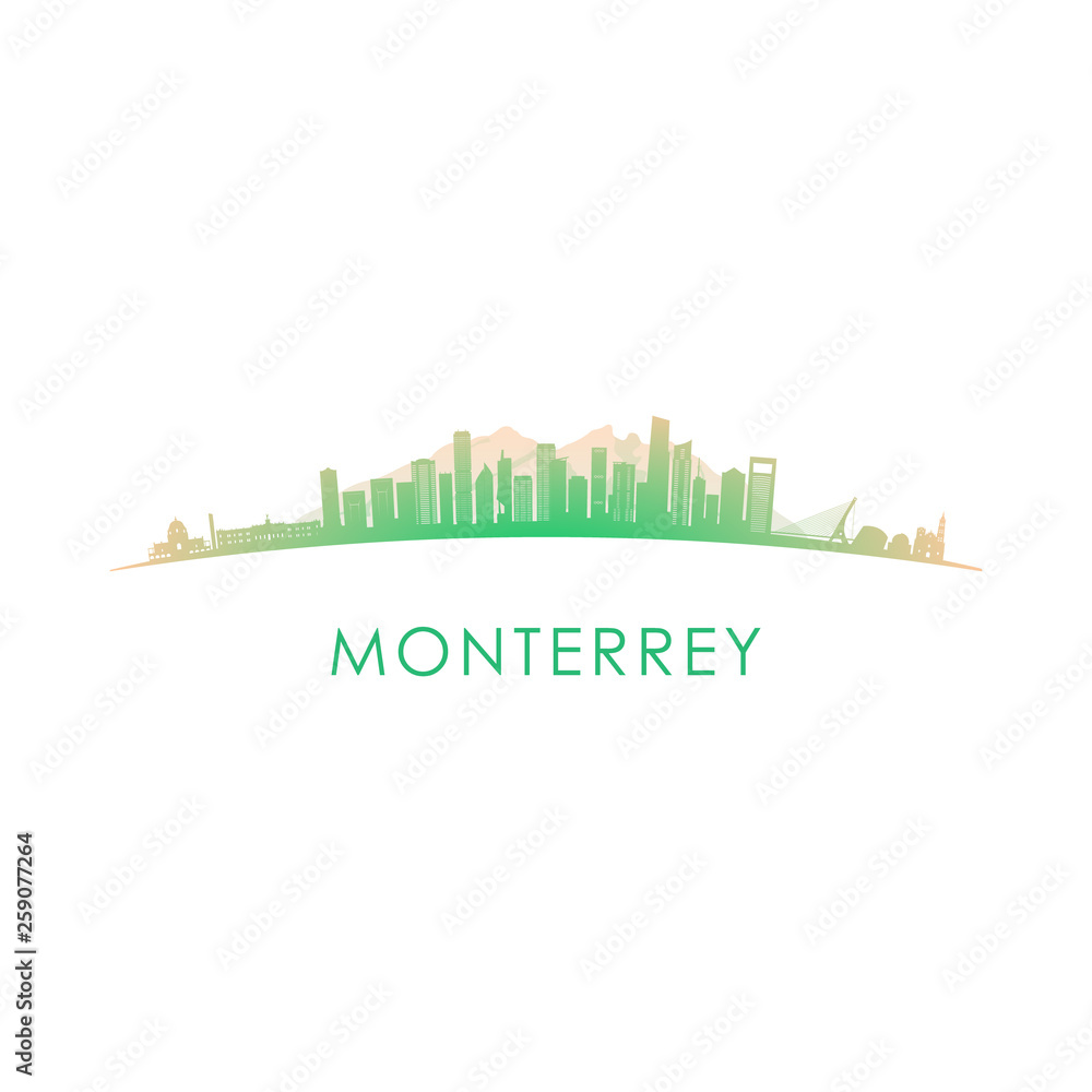 Monterrey skyline silhouette. Vector design colorful illustration ...