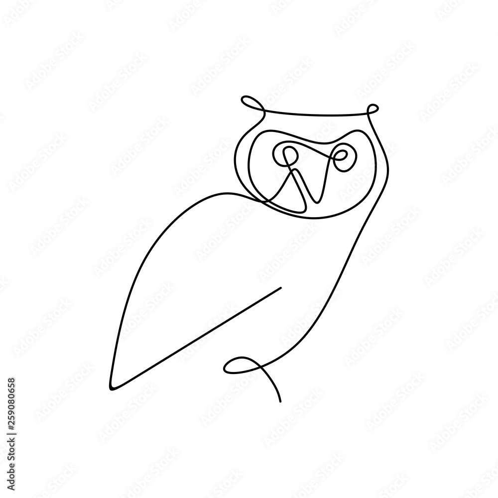 drawing a continuous line of owls with a simple design. Stock Vector ...