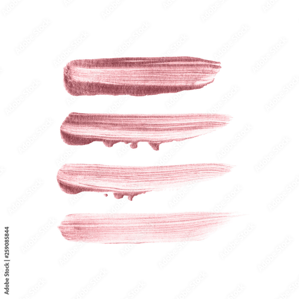 Rose gold brush stroke hand drawn. Watercolor patch vector in pink gold ...