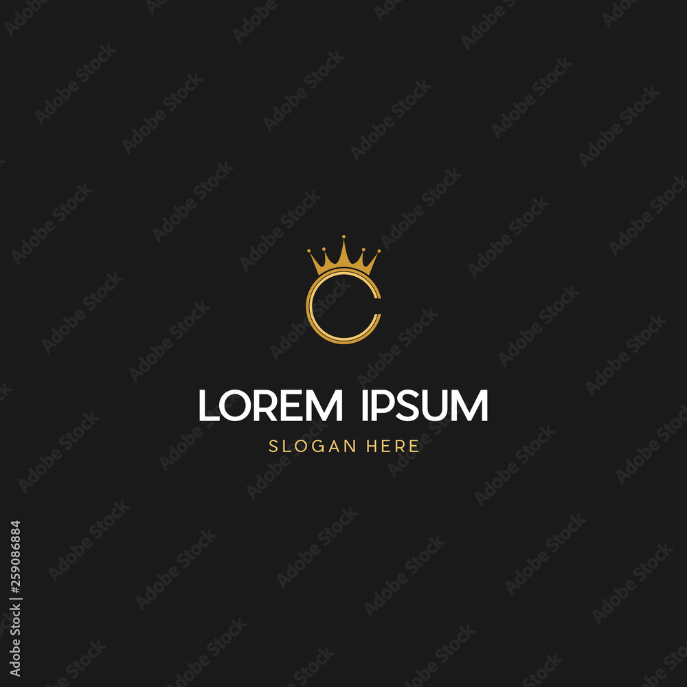 Creative Illustration modern C Crown sign geometric logo design ...