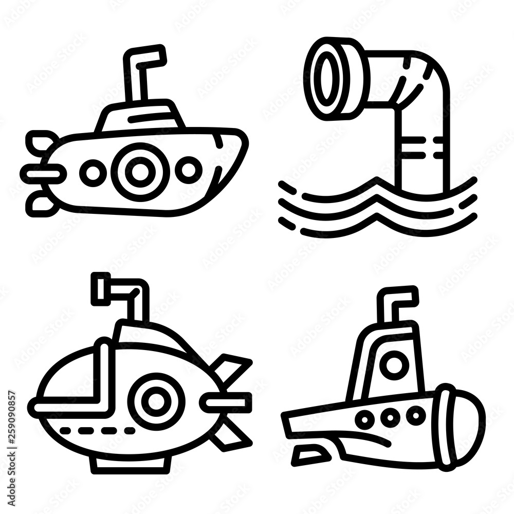 Periscope icons set. Outline set of periscope vector icons for web ...