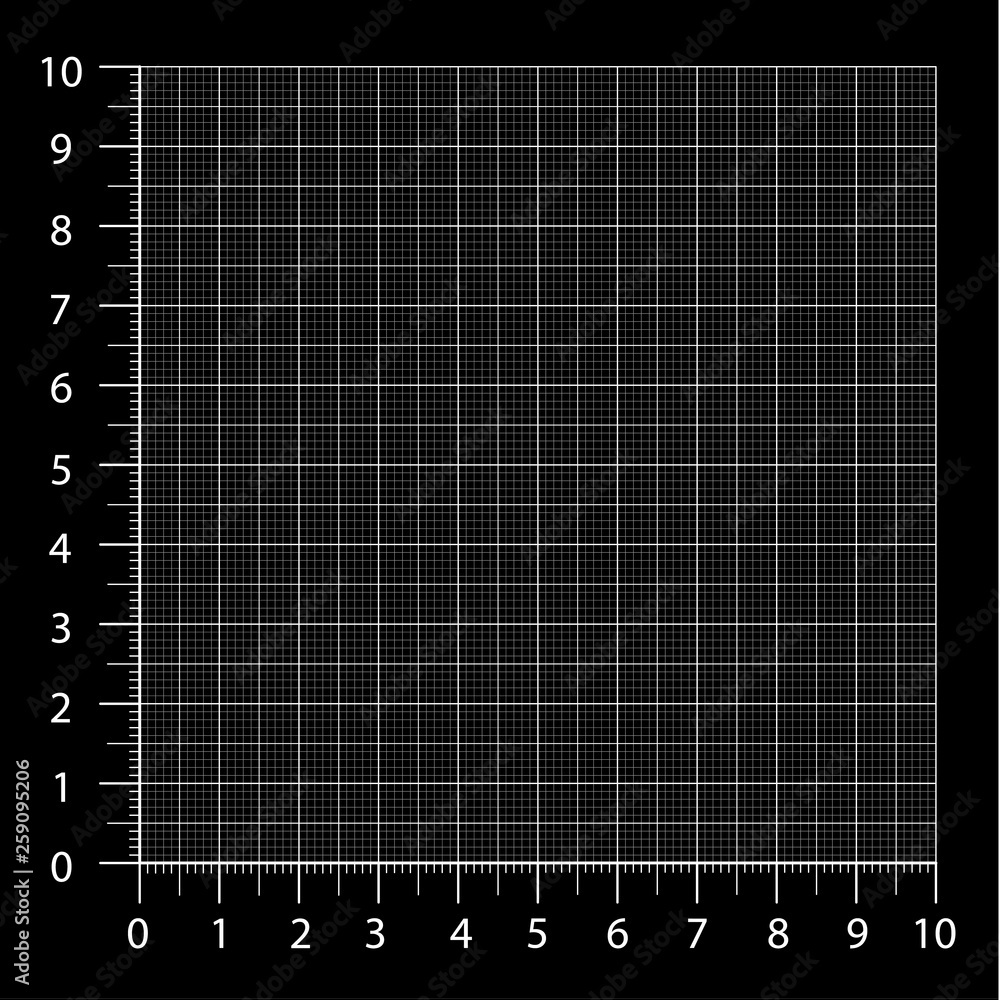 Vecteur Stock Measured Grid Graph Plotting Grid Corner Ruler With Sets Of Measurement Numbers