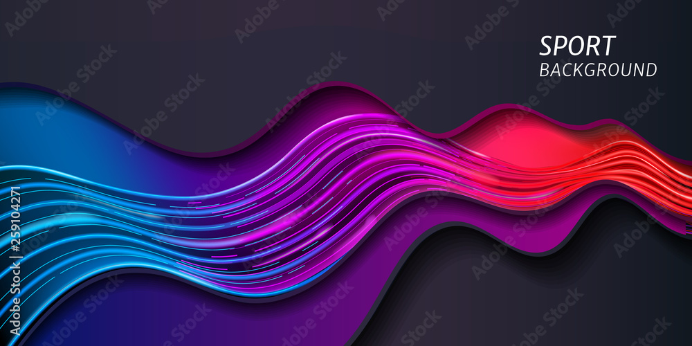 Wave for sport background or abstract music banner. Modern dynamic line ...