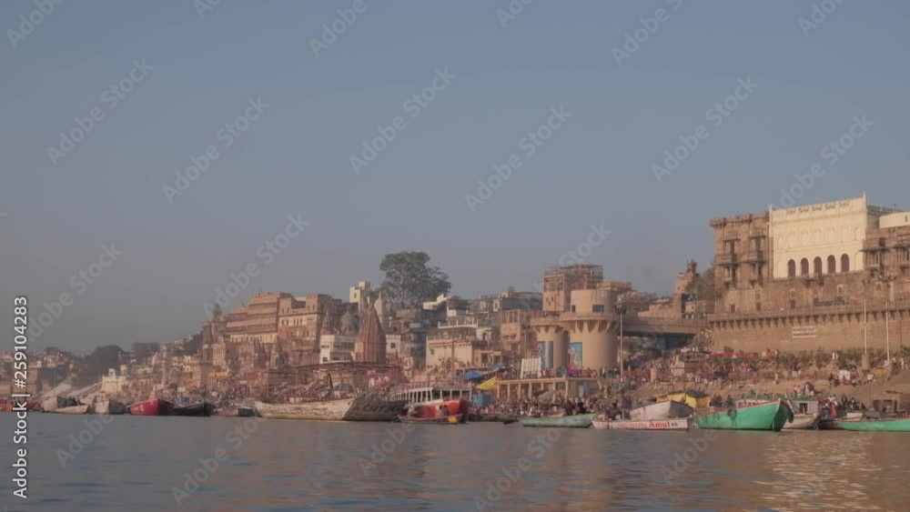 The holy city of Varanasi, oldest Indian living town, as seen from the ...