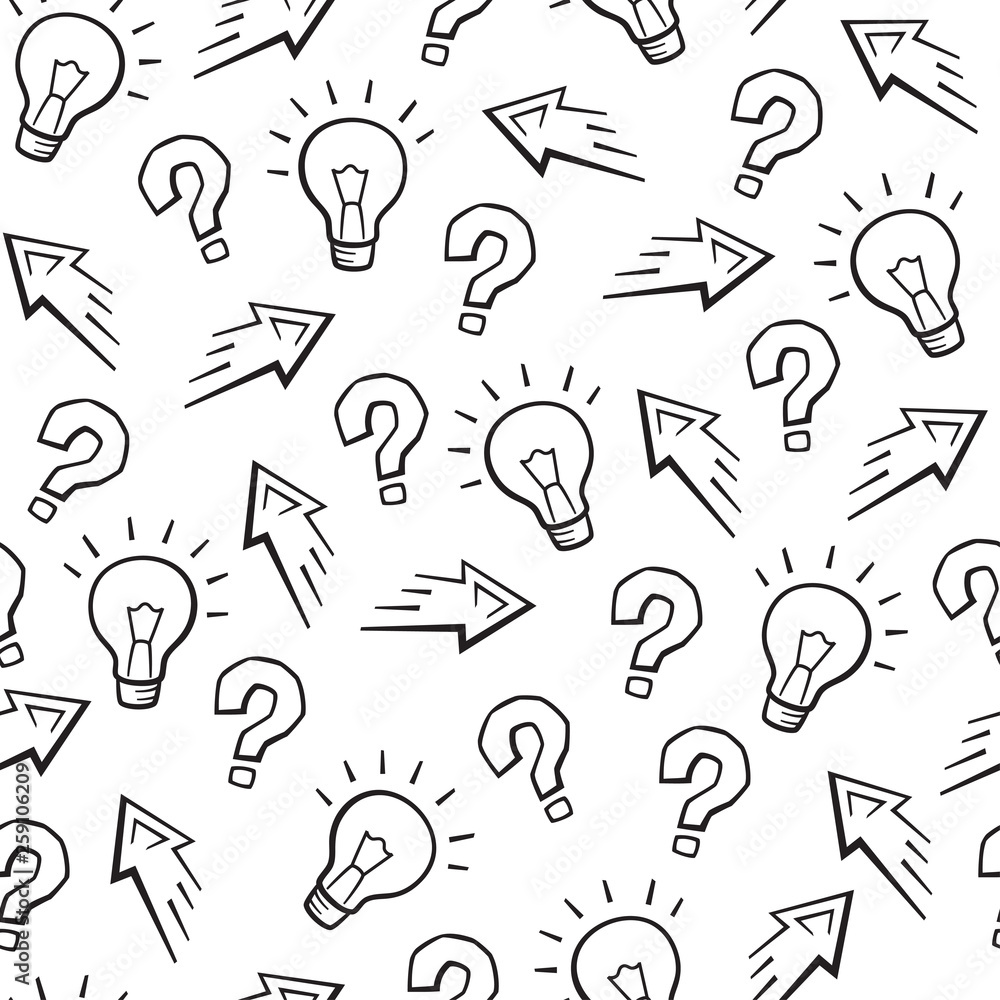 Experiment sign set, idea symbol, knowledge, sciense seamless pattern ...