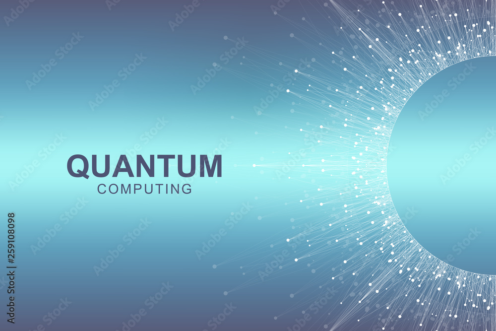 Quantum computer technology concept. Deep learning artificial intelligence. Big data algorithms ...